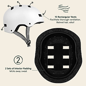 Retrospec Dakota Bicycle / Skateboard Helmet for Adults - Commuter, Bike, Skate, Scooter, Longboard & Incline Skating - Highly Protective & Premium Ventilation- Medium - Matte White