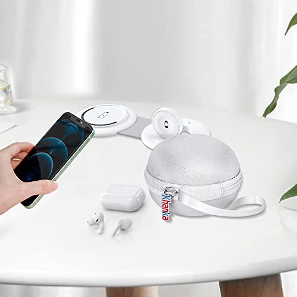 Khanka Hard Travel Case Replacement for UCOMX Nano Magnetic 2 in 1 Wireless Charger, Wireless Folding Charging Station, Case Only (White)