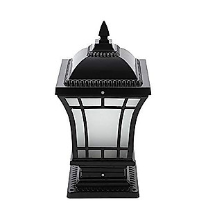 MODEBHD 46cm Waterproof Vintage Post Pillar Lantern Light Rainproof Aluminum Metal Retro Column Lamp Community Villa Patio Garden Landscape Lighting Fence Deck Table Lamp E27 Post Light