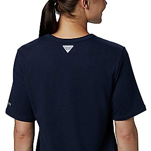 Columbia Women's PFG Triangle Tee Short Sleeve Shirt, Collegiate Navy/Dolphin, Large