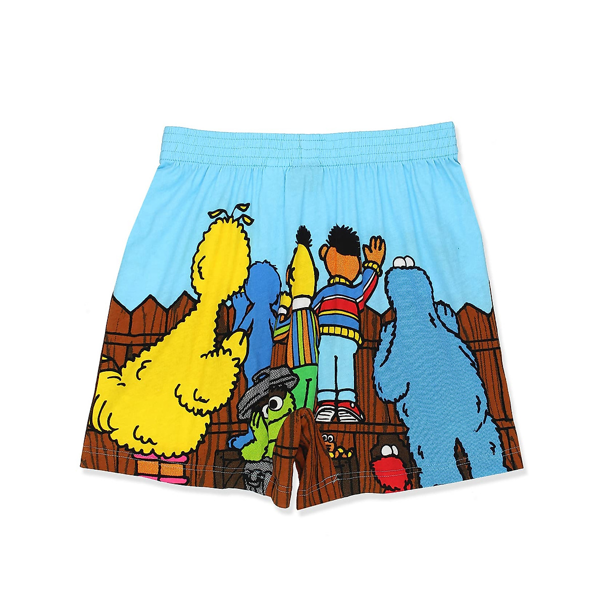 Sesame Street Elmo Cookie Monster Men's Button Fly Boxer Lounge Shorts (Medium, Multicolor)