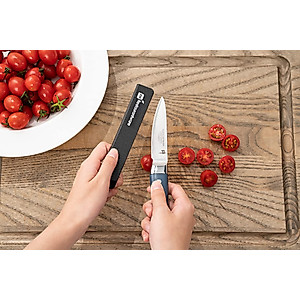 Restaurantware Sensei 6 x 1 Inch Knife Sleeve, 1 BPA-Free Knife Protector - Fits Steak Knife, Felt Lining, Black Plastic Knife Blade Guard, Durable, Cut-Proof