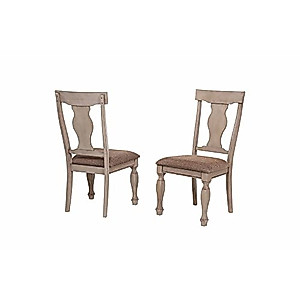 Pilaster Designs Indoor Home Decorative Furniture Joanna 8 Piece Extendable Dining Set, Brown Wood & Polyester (Table, Six Queen Anne Back Chairs & Buffet Server)