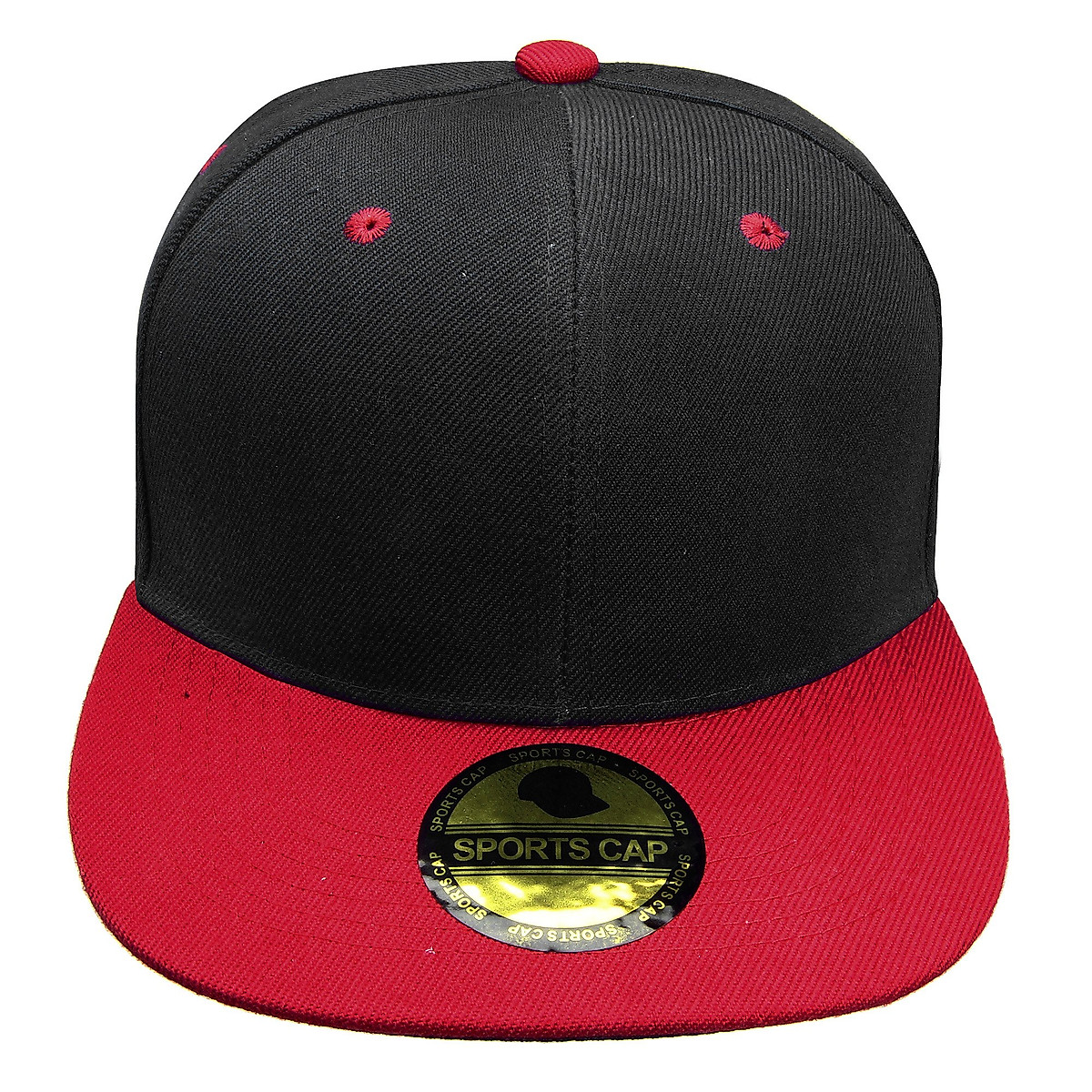 Gelante Plain Blank Flat Brim Adjustable Snapback Baseball Caps Wholesale LOT 1500-BlackRed-12PC