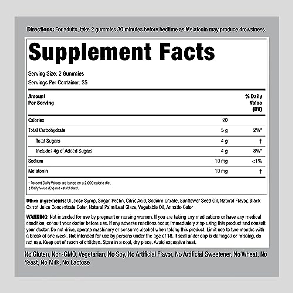 Piping Rock Melatonin Gummies 10mg | 70 Vegan Adult Gummies | Berry Flavor | Non-GMO, Gluten Free