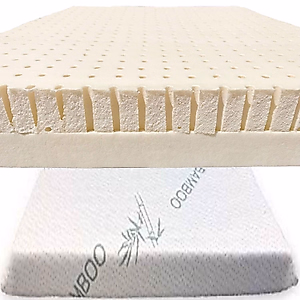 ORGANIC TEXTILES Latex Mattress Topper with Rayon derived from Bamboo Cover, Dual Firmness/Dual Zone - Soft and Firm - 2 Inches, Cal King