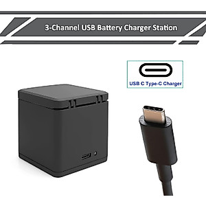 2 Pack Battery fit for GoPro HERO 12 Black, 3-Channel Batteries Charger Station for Hero 12