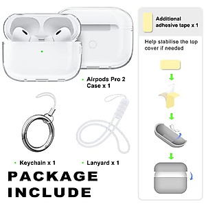 Foweroty Compatible Airpods Pro 2/1 Case Clear, Soft TPU Transparent Protective Cover for Women Men Shockproof iPods Pro 2 Case Skin for Airpods Pro 2/1 Charging Case，Clear