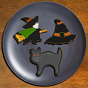 Halloween Cookie Cutters Set - Ghost, Pumpkin, Bat, Cat, Witch, Witch Hat - 6Pcs Halloween Cookie Cutters Large for Halloween Party - Cookie Cutters Halloween Shapes for Holiday Fall Baking