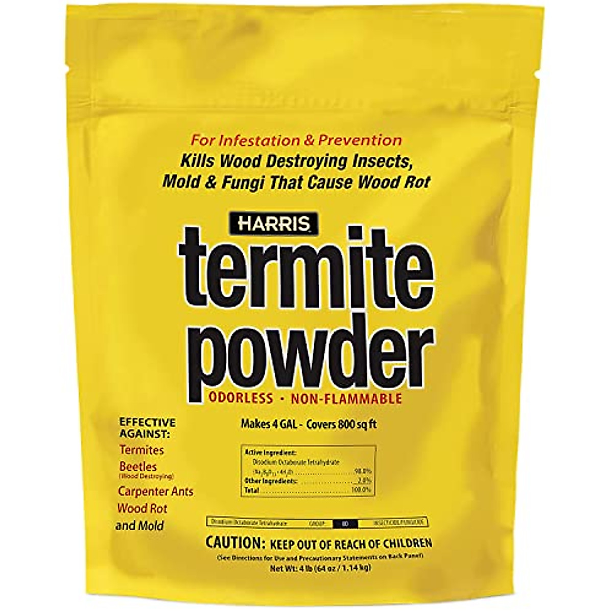 HARRIS Termite and Carpenter Ant Treatment and Mold Killer, 4lb Powder, Makes 4 Gallons Liquid Spray for Prevention and Control