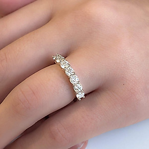 1 CT Wedding Ring Bands for Women Moissanite - Sterling Silver Rings - Jewelry for Women - Anillo de Mujer - Perfect Engagement Gift - 7 Stone Wedding Band - Moissanite Promise Rings (Size 5)