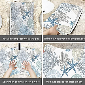 Beach Coastal Runner Rug for Hallway 2x6 Starfish Ocean Theme Throw Rug Teal Blue Area Rug Nautical Hallway Rugs Non-Slip Floor Carpet for Bedroom Laundry Room Entrance Door Mat Washable Kitchen Rugs