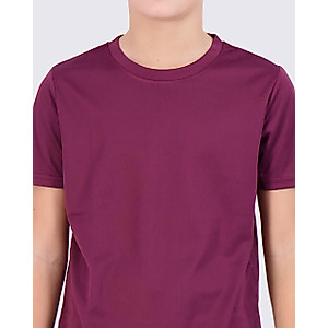 5 Pack: Boys Mesh Short Sleeve Shirts Crew Neck Boy Shirt T-Shirt TShirt Tops Tees Girls Youth Teen Active Wear Athletic Quick Dry Basketball Gym Sport Undershirt Tee Soccer Top -Set 9,XL 16-18