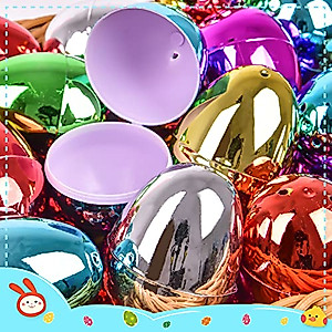 FUN LITTLE TOYS 48PCS Plastic Easter Eggs Metallic Easter Eggs for Candy Treats, Basket Stuffers Filler Perfect for Easter Egg Hunt, Easter Theme Party Favor Suprise Egg