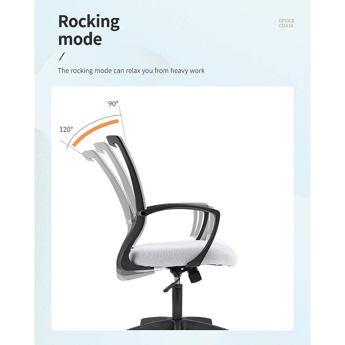 Home Office Chair Mid Back PC Swivel Lumbar Support Adjustable Desk Task Computer Ergonomic Comfortable Mesh Chair with Armrest (White)