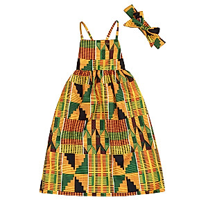 YOUNGER TREE African Baby Clothes Girl Dashiki Ankara Outfit Set (6-7 Years, Long Dress)