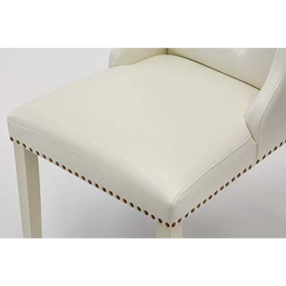 East West Furniture HLFO5-LWH-44 5 Piece Dining Table Set for 4 Includes a Round Kitchen Table with Pedestal and 4 Light Grey Faux Leather Parson Dining Chairs, 42x42 Inch, Linen White