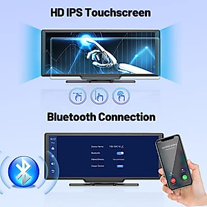 Dash Mount Apple CarPlay Car Stereo Bluetooth with 9.3 Inch Touchscreen, Wireless Portable Android Auto Car Radio with FM Transmitter Voice Control AUX Cable for Cars Trucks