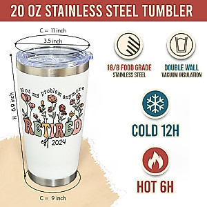 CHOANG Retirement Gifts for Women 2024 - Not My Problem Anymore Cup - 20 oz Stainless Steel Tumbler Retired Woman - Farewell Good Luck Gift to Mom, Wife, Sister, Boss, Coworker, Teacher, Nurse