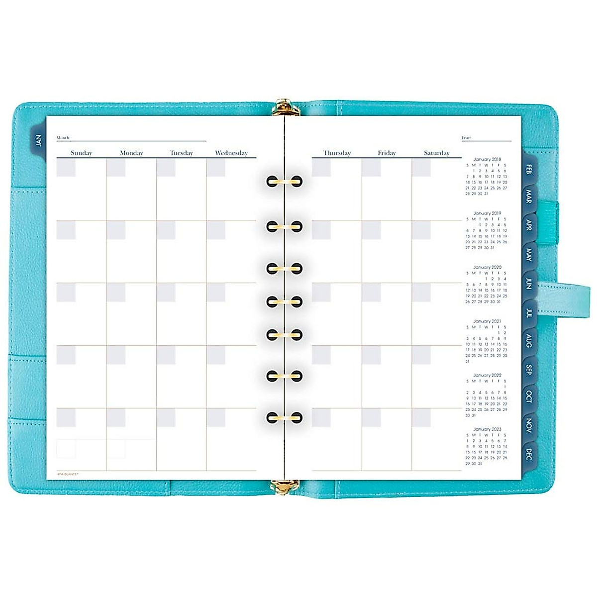 AT-A-GLANCE, Undated, 5-1/2" x 8-1/2", Desk Size, 7-Ring, Faux Leather Fashion, Teal (DR1118-040-42)