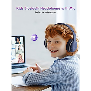WeDuet Kids Wireless Headphones, Kids Headphones with MIC, Wireless 5.0 Stereo Children Headphones for Boys, Safe Volume, Foldable Over Ear Children Headphones for iPad Tablet Home School