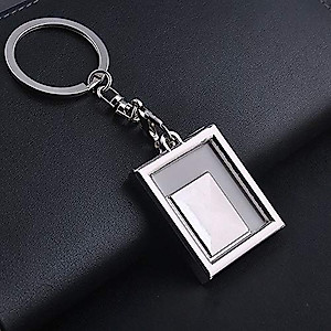 YALLNASL Memorial Photo Keychain Gifts Picture Frames Keyring Photo Frame Anniversary Christmas Gifts for Women Men In Memory of Loved One Gifts Silver Rectangle