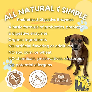 Sixteen Pawz Probiotics, Prebiotics, & Digestive Enzymes for Dogs| Limited Ingredients| Organic |Digestive Support |Allergy Relief |Immune Support| Reduces Inflammation| Diarrhea & Gas Relief