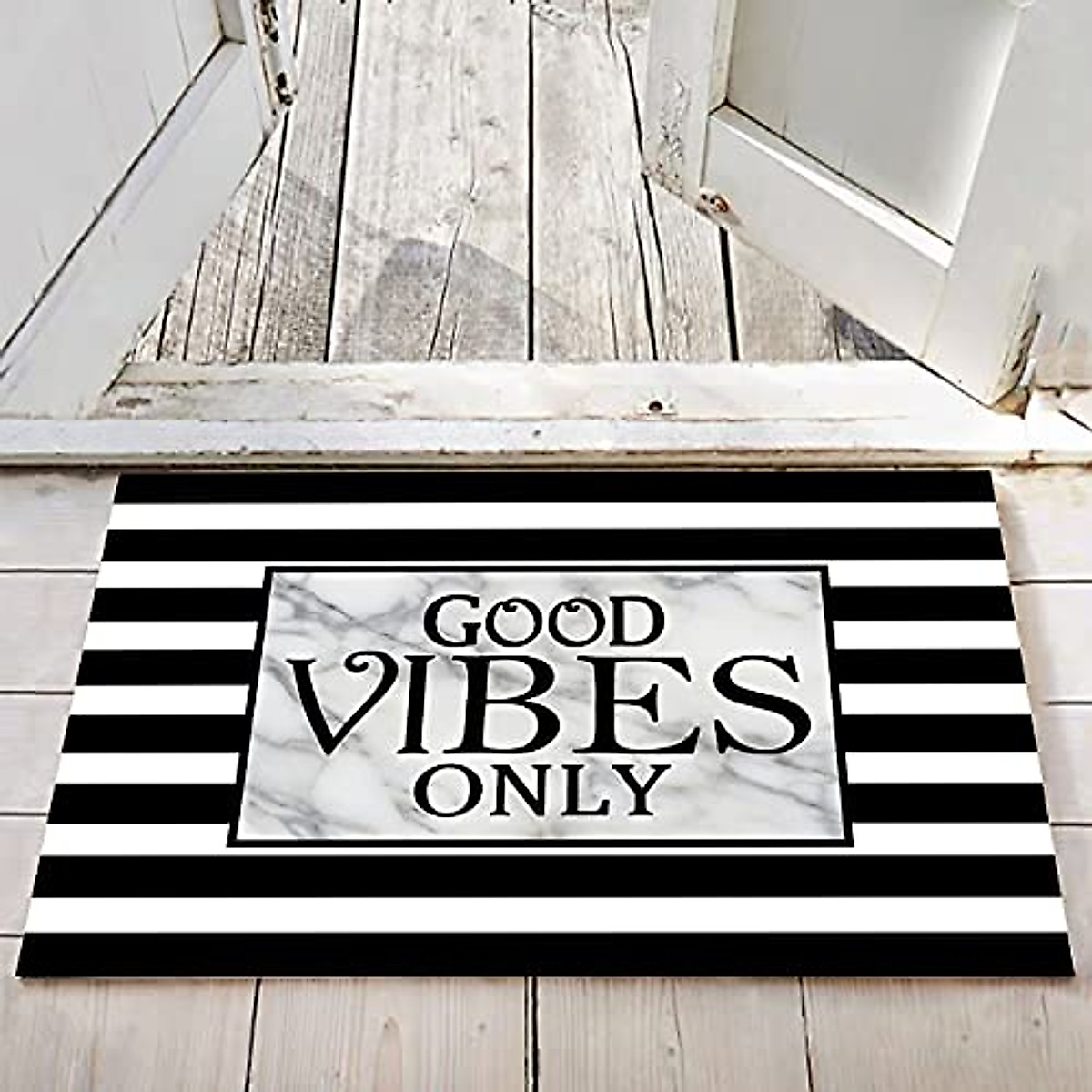 Funny Doormat,Good Vibes Only Door Mat,Garden Outdoor Indoor Entrance Mat Anti-Slip Rubber Front Door Kitchen Home Backing Doormat