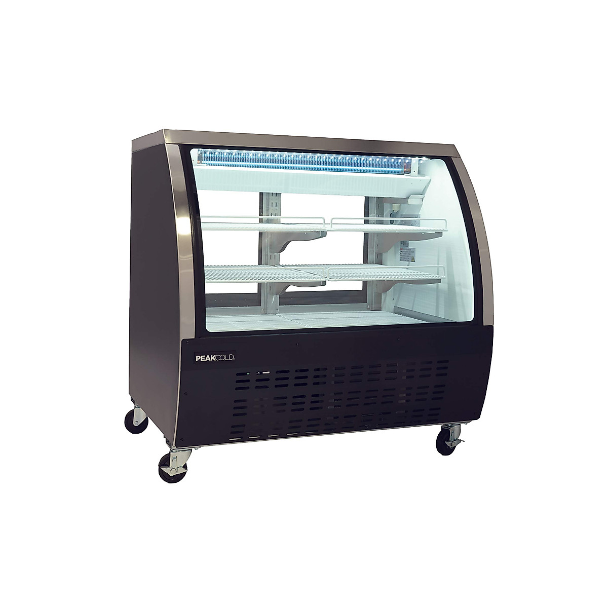 PEAKCOLD Small Curved Glass Deli Case; Meat or Seafood Display Showcase; 48" W