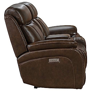 Barcalounger Sandover Power Reclining Console Loveseat, Tri-Tone Chocolate