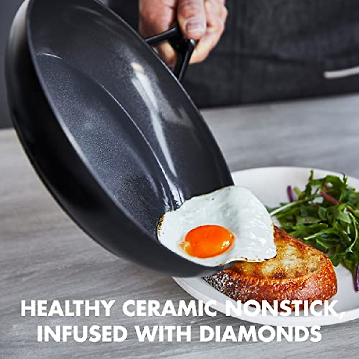 GreenPan SmartShape Healthy Ceramic Nonstick, 9.5" Frying Pan Skillet, PFAS-Free, Induction, Dishwasher Safe, Black