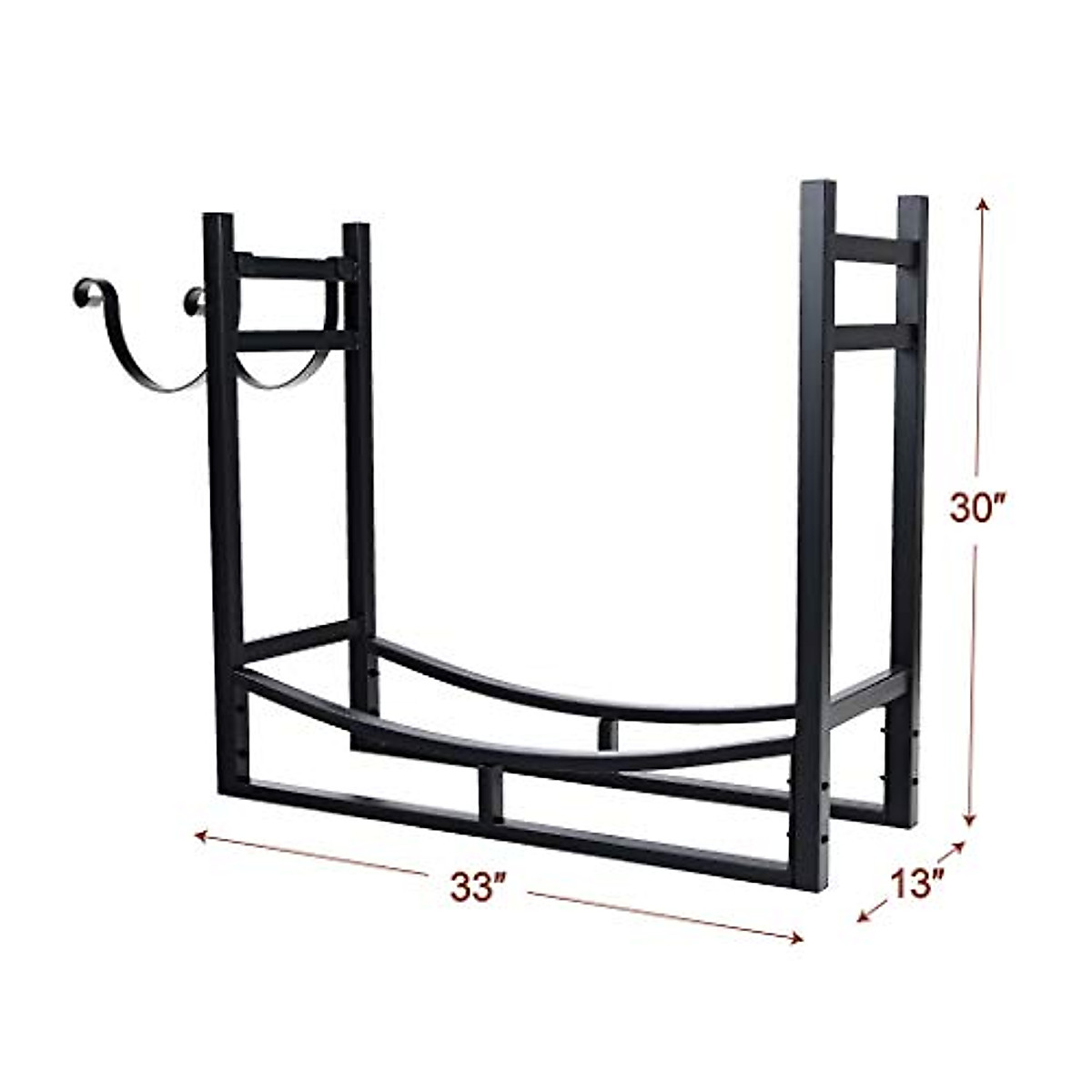 PHI VILLA Heavy Duty Firewood Racks Indoor/Outdoor Log Rack with Kindling Holder, 30 Inches Tall, Black