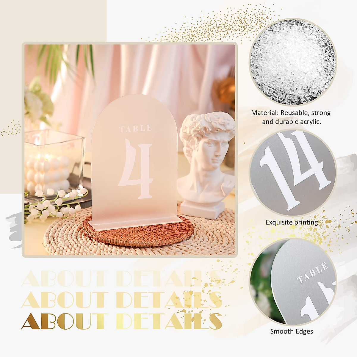30 Sets Frosted Arch Wedding Table Numbers with Stands 1-30 Acrylic Table Signs 5 x 7 Inch Numbers Signs and Holders for Centerpiece Reception Decoration Party Anniversary Event