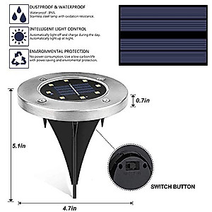 ZGWJ Solar Ground Lights,16 Pack Waterproof Solar Garden Lights, Upgraded Outdoor Garden Waterproof Bright in-Ground Lights, Landscape Lights for Pathway,Yard,Deck,Lawn,Patio,Walkway White