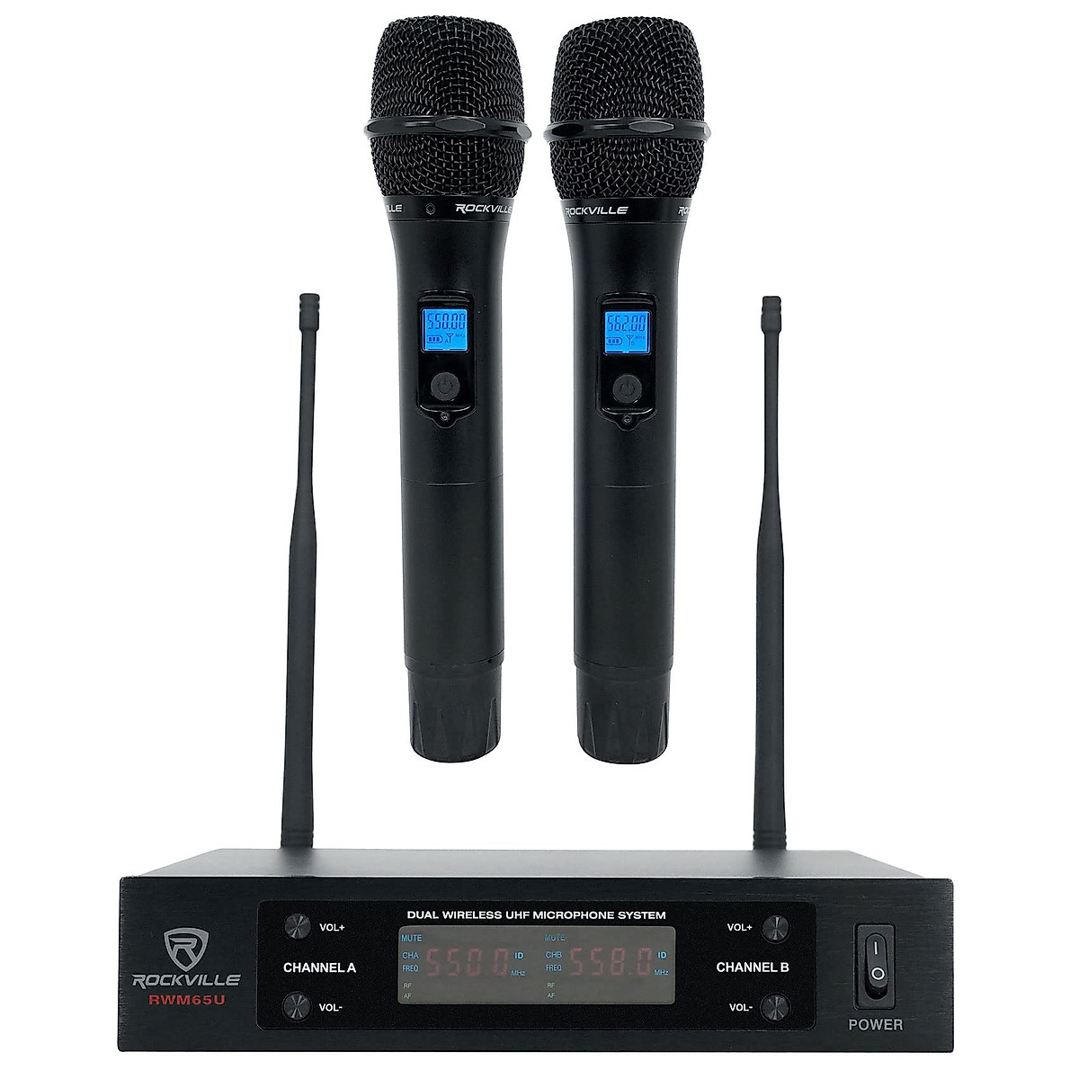 Rockville RPG2X10 Powered Bluetooth Mixer+(2) 10" Speakers+Stands+Wireless Mics