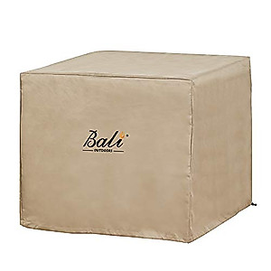 BALI OUTDOORS 28 Inch Square Patio Fire Pit Table Cover, Heavy Duty, Waterproof and Weather Resistant Oxford Fabric Cover, Brown