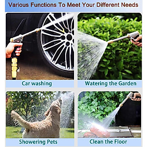 Upgrade Garden Hose Nozzle,100% Heavy Duty Metal Spray Gun With Full Brass Nozzle,High Pressure Water Hose Nozzle Sprayer Head,3/4" Quick Connectors,for Lawn & Garden,Washing Cars,Showering Dogs&Pets