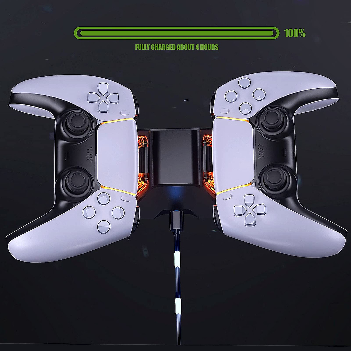 PS5 Controller Charger Station, Fast Charging Playstation 5 Controller Charging Station with LED Indicator Light and USB C Charger Cable