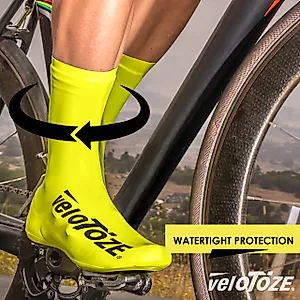 veloToze Tall Shoe Cover 2.0 - Covers Road Cycling Shoes - Water-Proof, Windproof Overshoes for Bike Rides in Spring, Fall, Winter Rainy, Cold Weather - Bright Colors Make Road Biking Trips Safer