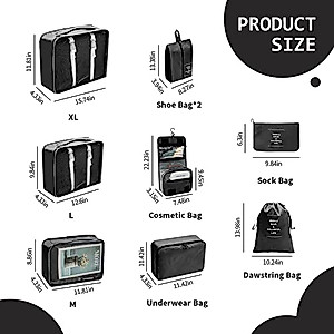 BRAQ 9 Pcs Travel Packing Organizers Travel Packing Cubes for Suitcase Set Luggage Organizers for Suitcase Lightweight Travel Essential Bag with Large Toiletries Bag for Clothes Shoes
