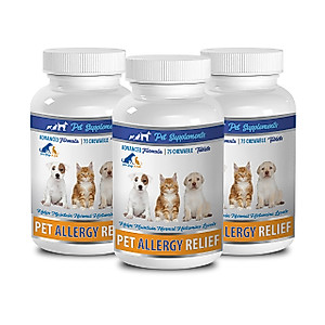 Itch Relief for Dogs - Allergy Relief Pets - for Dogs and Cats - Amazing Formula - Chewy Tablets - Dog Skin Itch Supplement - 3 Bottle (225 Chews)