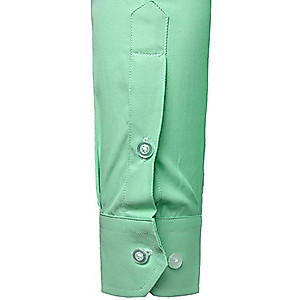ZEROYAA Men's Long Sleeve Micro Twill Dress Shirt Basic Slim Fit Button Up Business Formal Shirts with Pocket ZYSGCL02 Light Green Medium