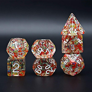 Haxtec Christmas Dice Resin DND Dice Set 7PCS Polyhedral D&D Dice Role Playing Dice Games as Dungeons and Dragons-Eternal Carp