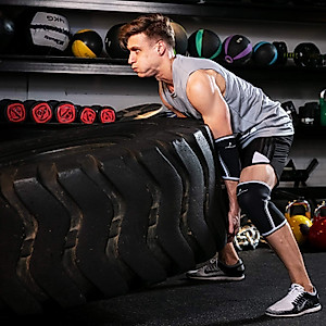 AEOLOS Knee Sleeves (1 Pair)，7mm Compression Knee Braces for Heavy-Lifting,Squats,Gym and Other Sports (Large, Black)