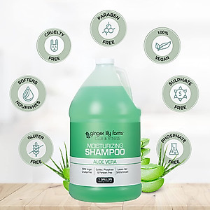 Ginger Lily Farms Club & Fitness Moisturizing Shampoo for All Hair Types, 100% Vegan & Cruelty-Free, Aloe Vera Scent, 1 Gallon (128 fl oz) Refill