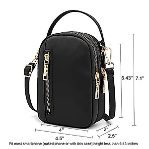 Bobrand Cell Phone Purse Crossbody Bag for iPhone 12 Mini, Samsung Galaxy A52 A32 A31 A11 A51 A01, LG Phoenix 5, BLU G9 Pro (Black)