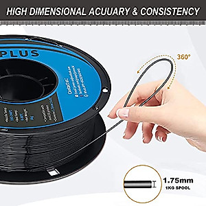 JAREES PLA Plus(PLA+) 3D Printer Filament,Higher Toughness PLA Pro Printing Filament 1.75mm 1kg Spool (2.2lbs), Dimensional Accuracy +/- 0.02 mm,Black