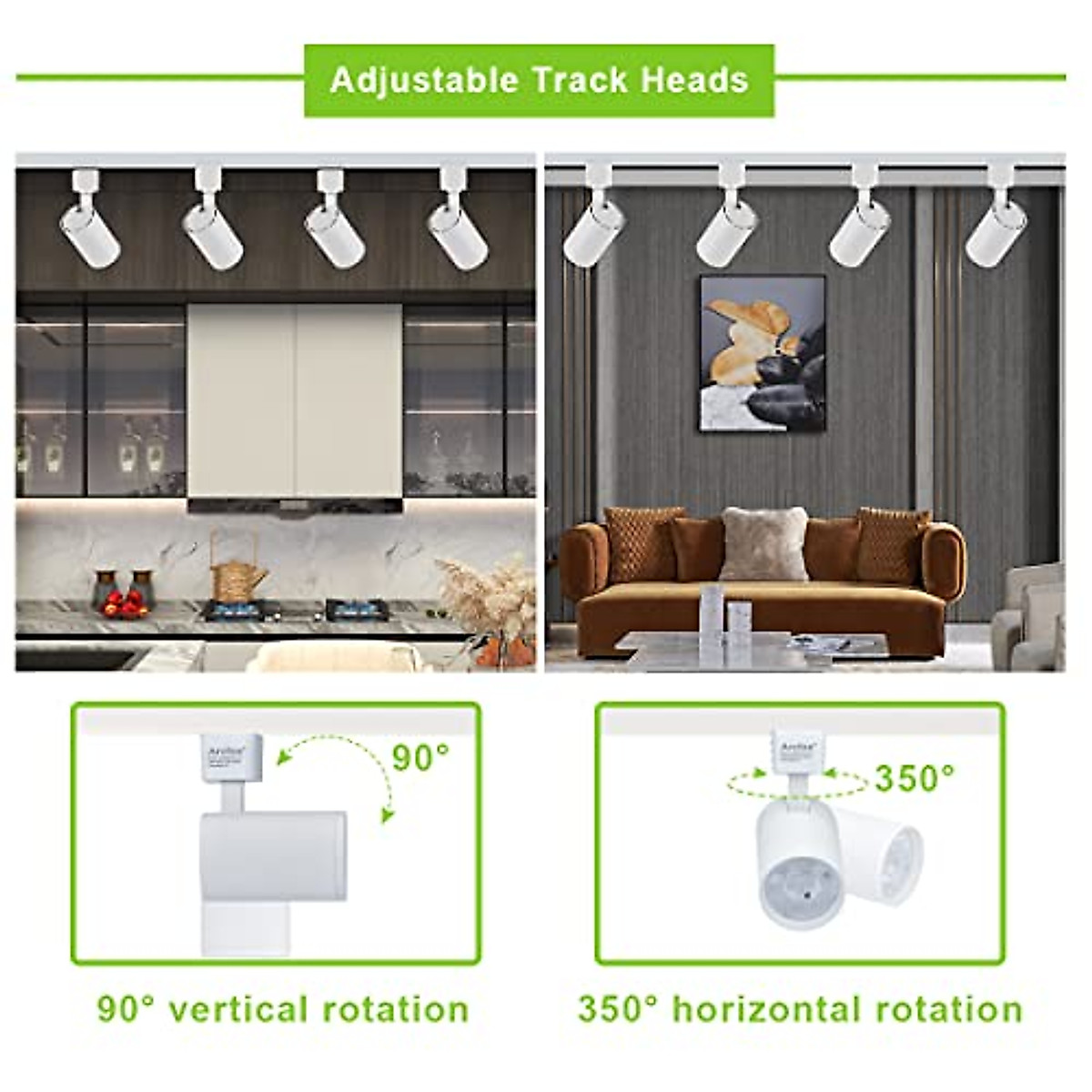 Arcfox 7W LED Track Lighting Heads 3000K 2 Wire Single Circuit J Type Track Light Rail Dimmable Ceiling Spotlight Fixture CRI90 for Dining Room Bedroom Accent Lighting 6 Pack