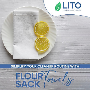 Flour Sack Kitchen Towels |Cotton Blank Towel | Tea Towel Crafting Embroidery for Easter|Flat Thick Absorbent Quick Dry | Baking Bread Proofing Linen Cover, Washable Set of 12, 28 x 28 Inch,White