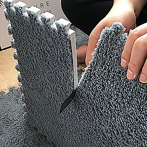 Funnyfuzzy Interlocking Carpet,Dog Blanket Soft Pet Bed Cover, Plush Foam mat, Shaggy Soft EVA Foam Mats Fluffy Area Rugs Protective Floor Tiles Exercise Play Mat for Kids Room Home Parlor Bedroom (C